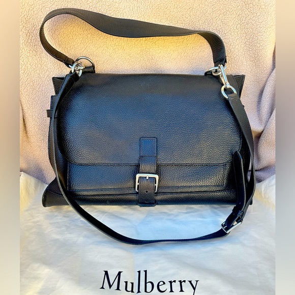 Mulberry | Bags | Mulberry Chiltern Leather Satchel Black With Silver ...